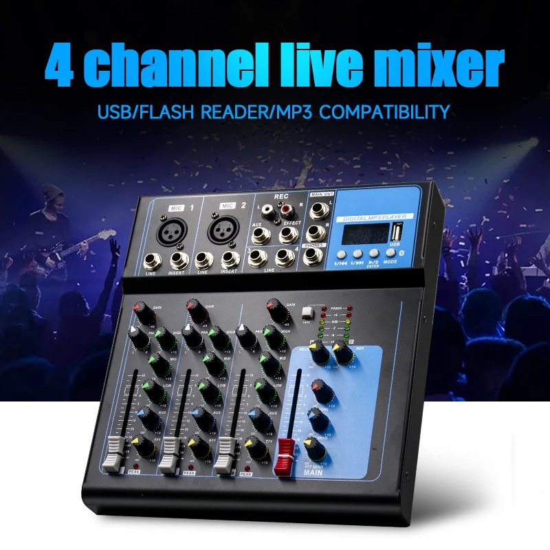 4-Channel-99-DSP-Audio-Mixer-48V-Phantom-Power-USB-Studio-Sound-Mixers ...
