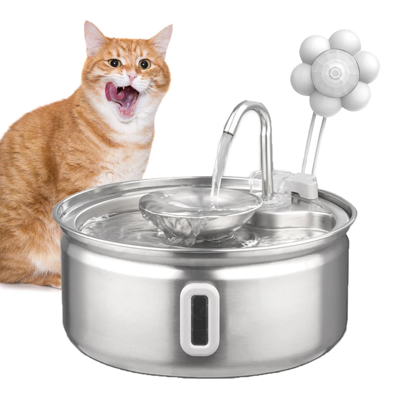 Pet-Cat-Faucet-Stainless-Steel-Water-Dispenser-Auto-Circulating-Water ...