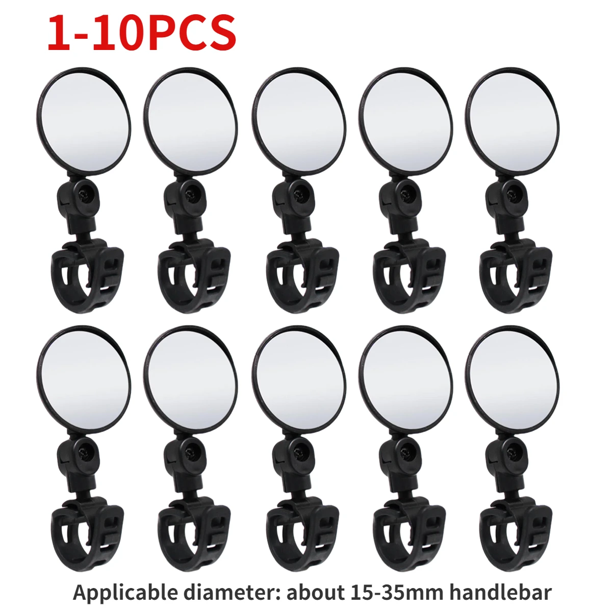 1 10PCS Universal Bicycle Rearview Mirror Adjustable Rotate Wide Angle ...
