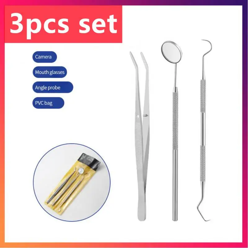 3pcs/set Dental Mirror Dentist Tool Set Tartar Removal Gold Probe ...