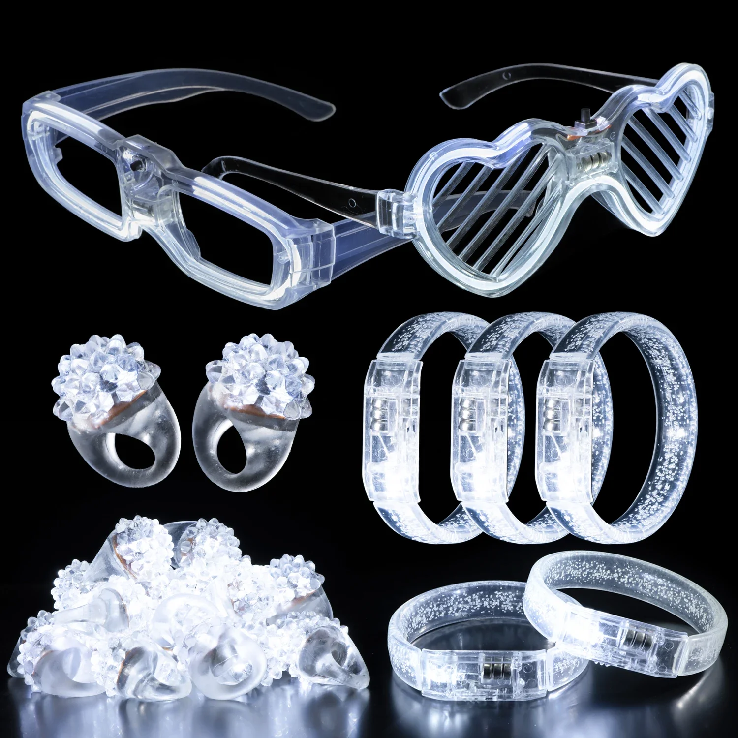 White-Wedding-Mix-Sets-LED-Light-Up-Glasses-Glow-Bracelets-and-Flashing ...