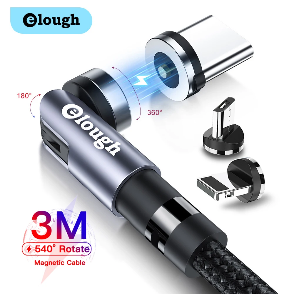 Elough-540-Rotate-Magnetic-Cable-Micro-USB-Type-C-Cable-Fast-Charging ...