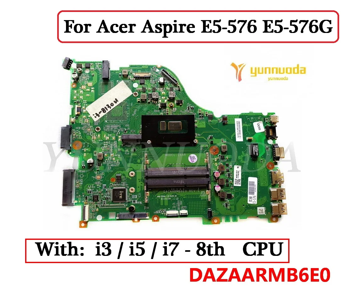 DAZAARMB6E0-For-Acer-Aspire-E5-576-E5-576G-Laptop-Motherboard-With-I3 ...