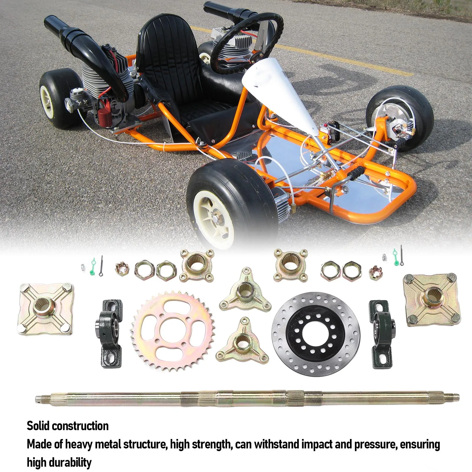 Go Kart Rear Axle Kit 160mm Brake Disc Pressure Resistant Go Kart Rear ...