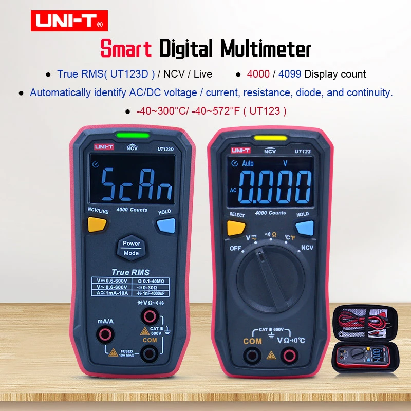 Uni-t Ut123 Mini Digital Multimeter;ac Dc Voltage Meter;resistance(ohm ...
