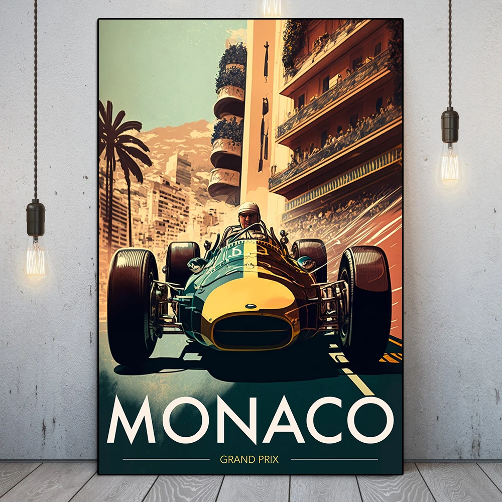 Retro Formula Grand Prix Monaco Race Track Poster Print Abstract Racing ...