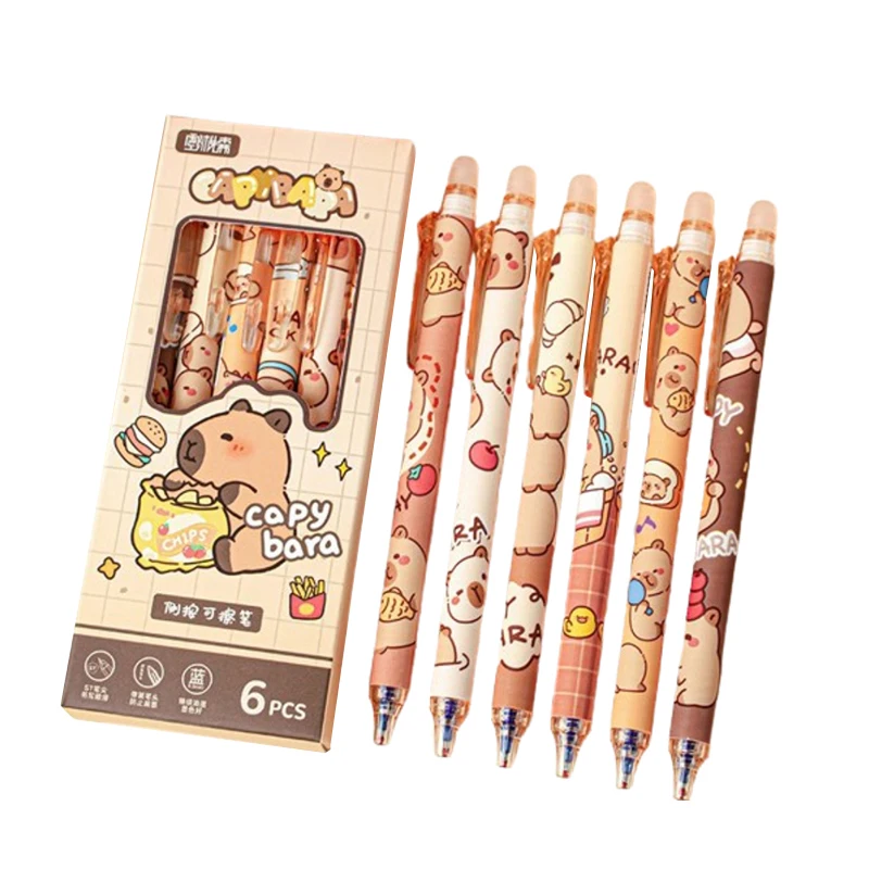 6Pcs-Cute-Capybara-Erasable-Pen-Blue-Ink-Writing-Smooth-Quick-Drying ...