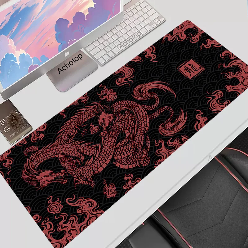 Dragon-Mouse-Pad-Black-and-White-Deskmat-90x40-Playmat-Laptop-Japan-Art ...