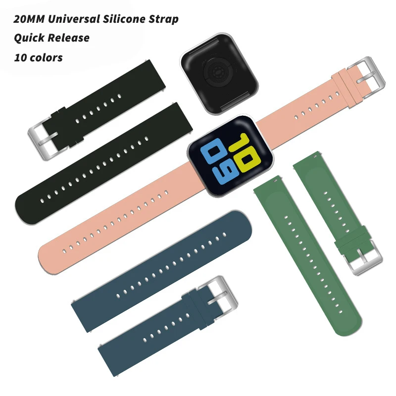 20mm-Universal-Watch-Strap-For-Amazfit-Soft-Silicone-Watchband ...