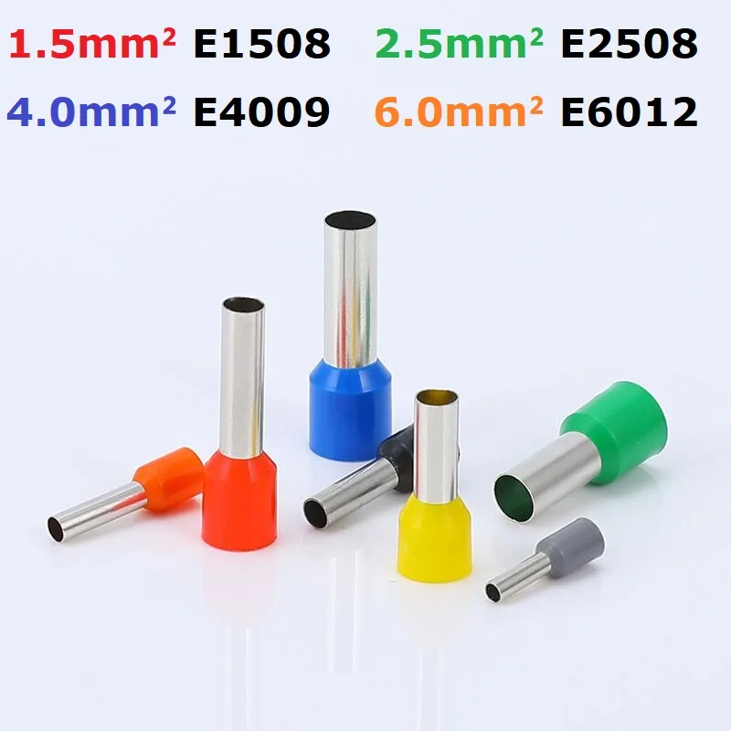 （100PCS/Bag） E1508 E2508 E4009 E6012 Insulated Ferrules Cable Lug Brass ...