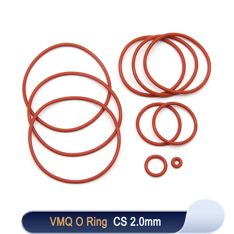 10-50pcs-VMQ-O-Ring-Gasket-CS-2mm-OD-5-100mm-Red-Waterproof-Washer ...