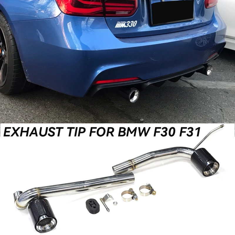 Dual Car Exhaust Tip For BMW F30 F31 3 Series 2017-2019 Carbon Fiber ...