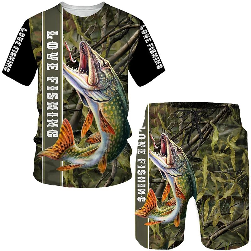 Novelty-3D-Fish-Printed-Men-Women-Tees-Shorts-Suits-Harajuku-Camo ...