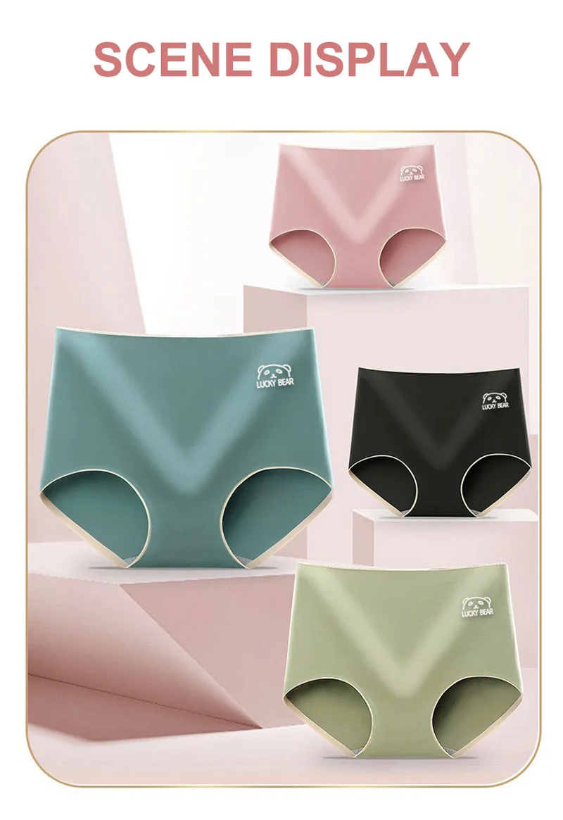 Culotte-slip,Culotte taille haute en coton pour femme,sous-vêtement de couleur unie,sans couture ...