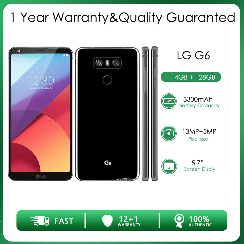 Lg G6 G600 Refurbished Unlocked G600 32gb/64gb/128gb Rom 4g Lte Quad-core Rear Camera 13mp 5.7 ...