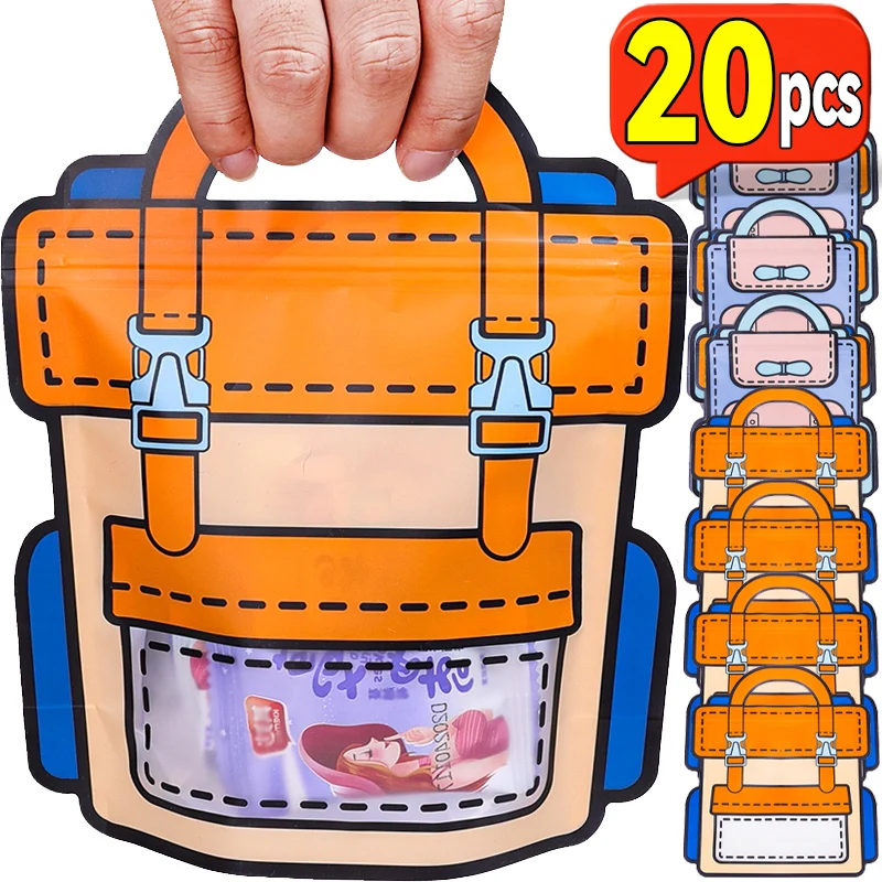 20-5PCS-Cartoon-Sealed-Bags-Schoolbag-Shape-Candy-Snack-Plastic ...