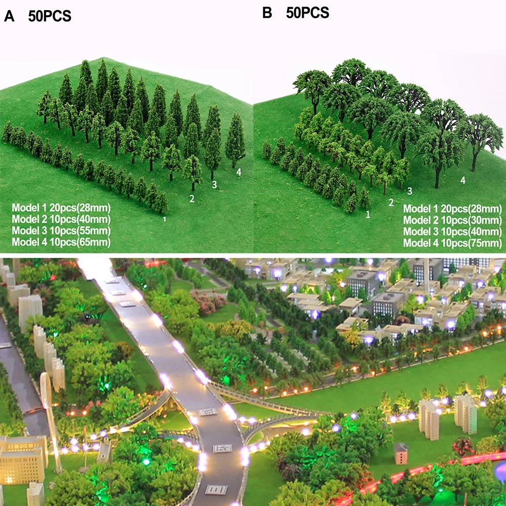 50Pc-Trein-Kunstmatige-Miniatuur-Boom-Plastic-Model-Landschap-Spoorweg ...