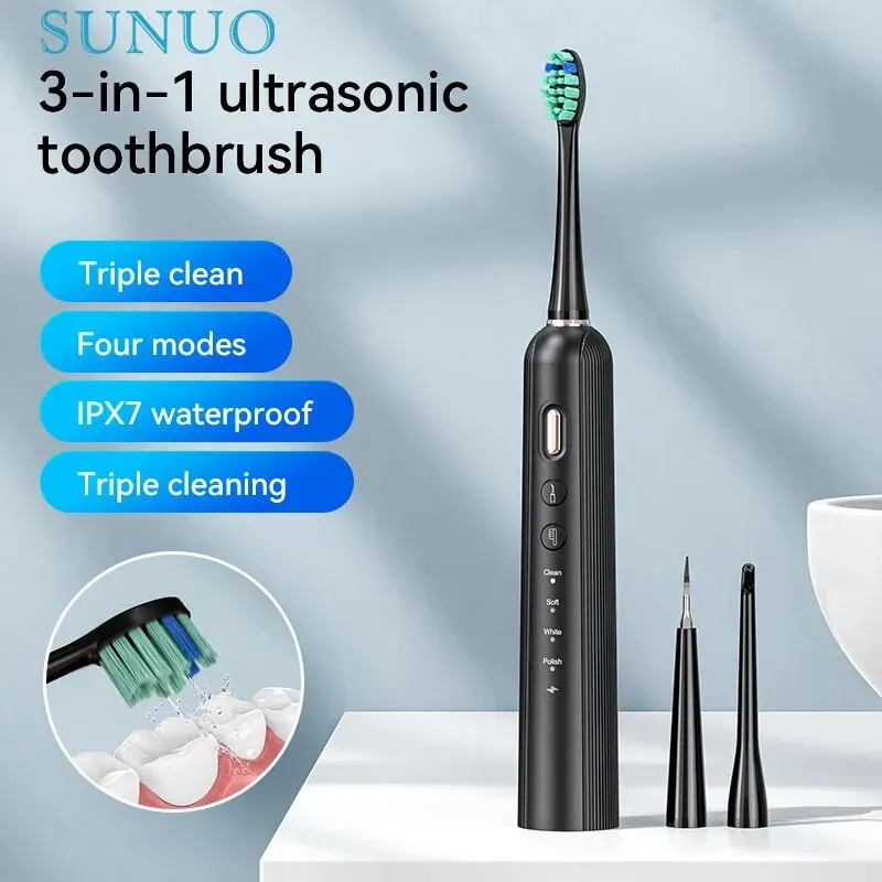 Ultrasonic-Electric-Toothbrush-Rechargeable-4-Teeth-Cleaning-Mode-Sonic ...