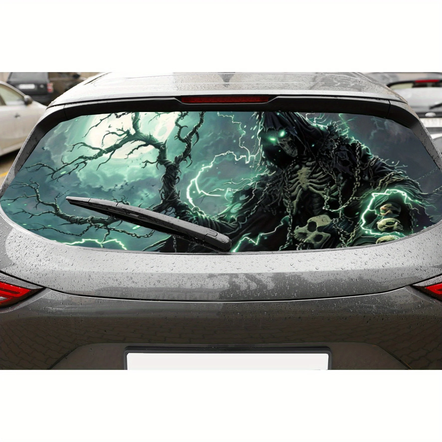 Dim Light Skull Wizard Print PVC Perforated Car Vinyl Wraps, Durable ...