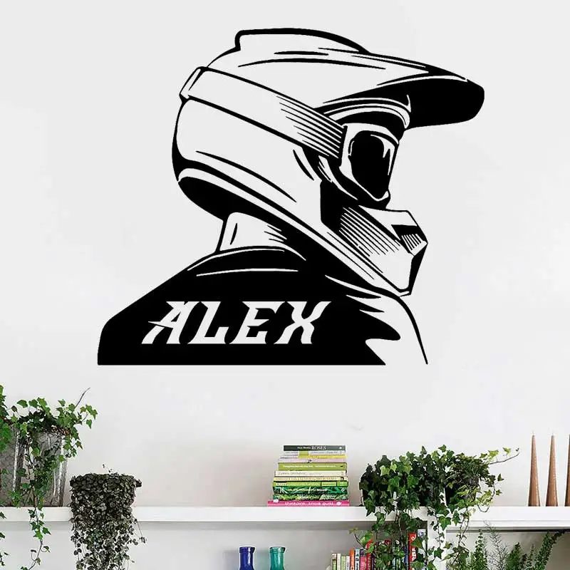 Ki-iselle-tirilmi-zel-ad-vinil-duvar-Sticker-Motocross-Rider-Racer ...