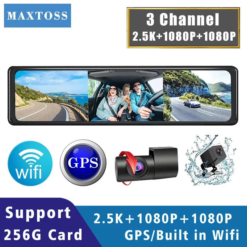 2-5K-1080p-1080P-3-Channel-Car-DVR-WIFI-GPS-Three-Way-Dash-Cam-Interior ...