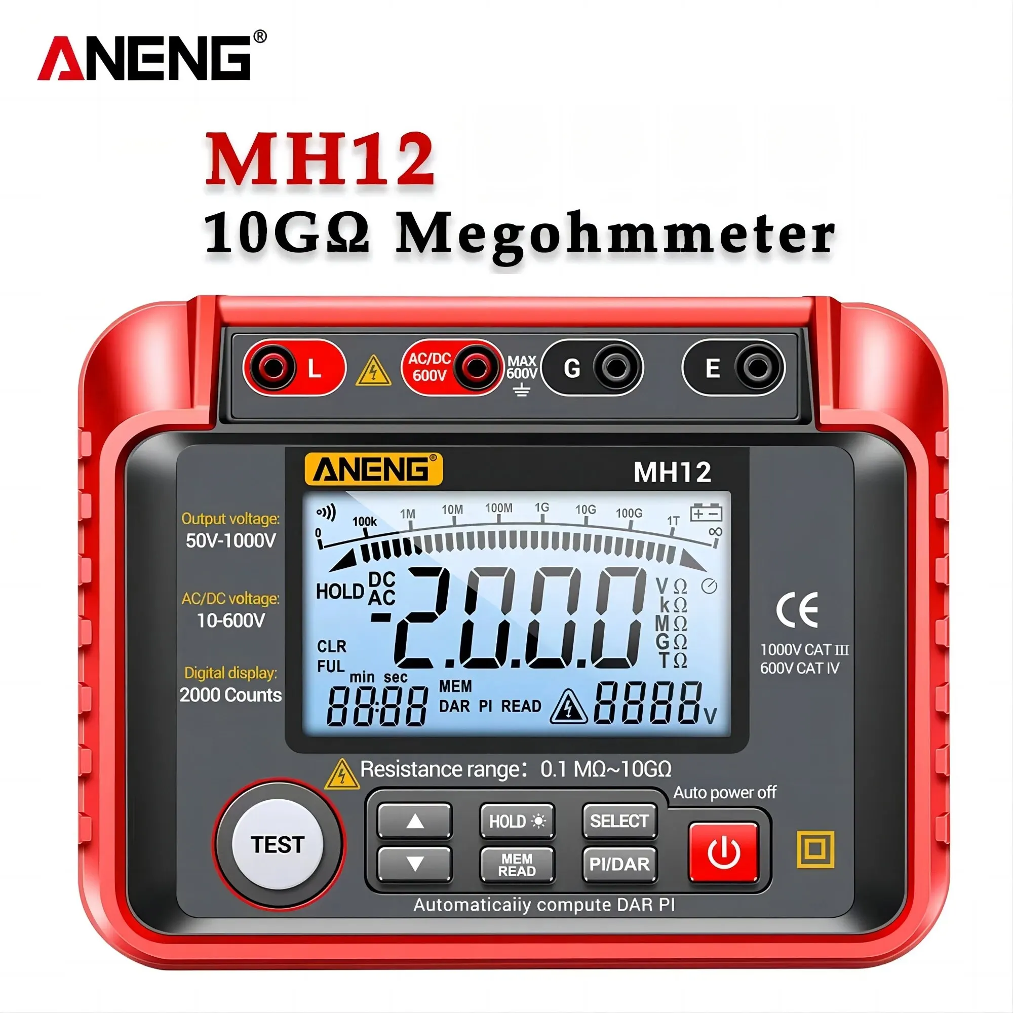 ANENG-MH12-Digital-Megohmmeter-Meters-Insulation-Earth-Resistance-Meter ...