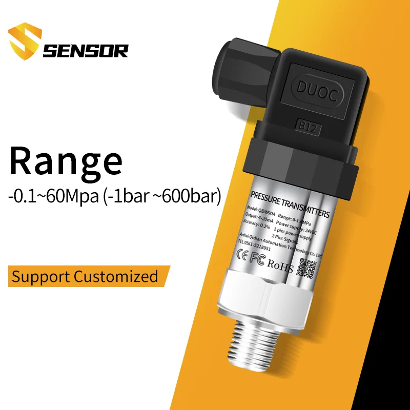 Pressure Transmitter 4 to 20ma G1/4 0-10V 0-600bar Optional Stainless ...