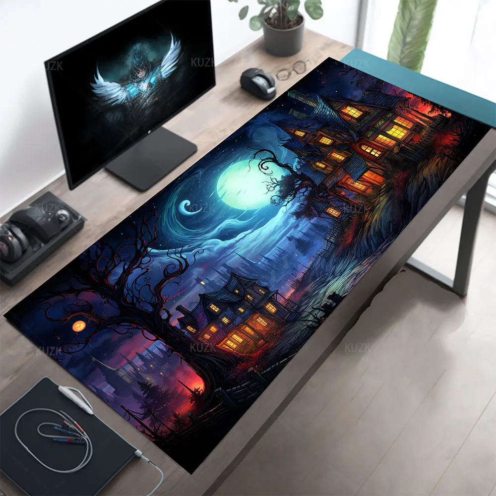 Halloween Pumpkin Bat Desk Mat, Extended Gaming Mouse Pad ，Large ...