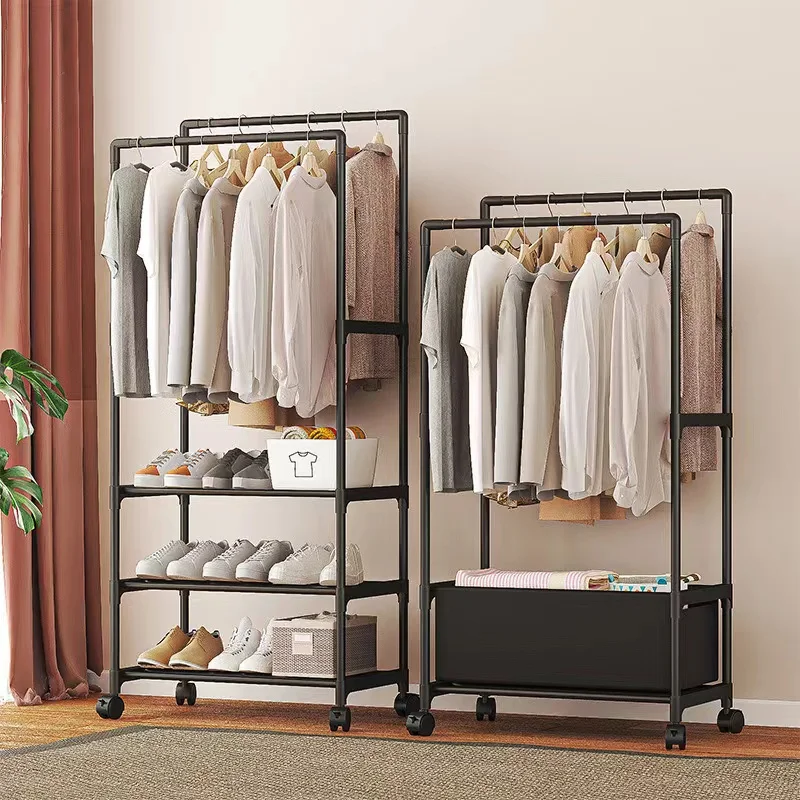 Movable-Clothes-Storage-Rack-Floor-Hanger-Stand-Storage-Wardrobe-with ...