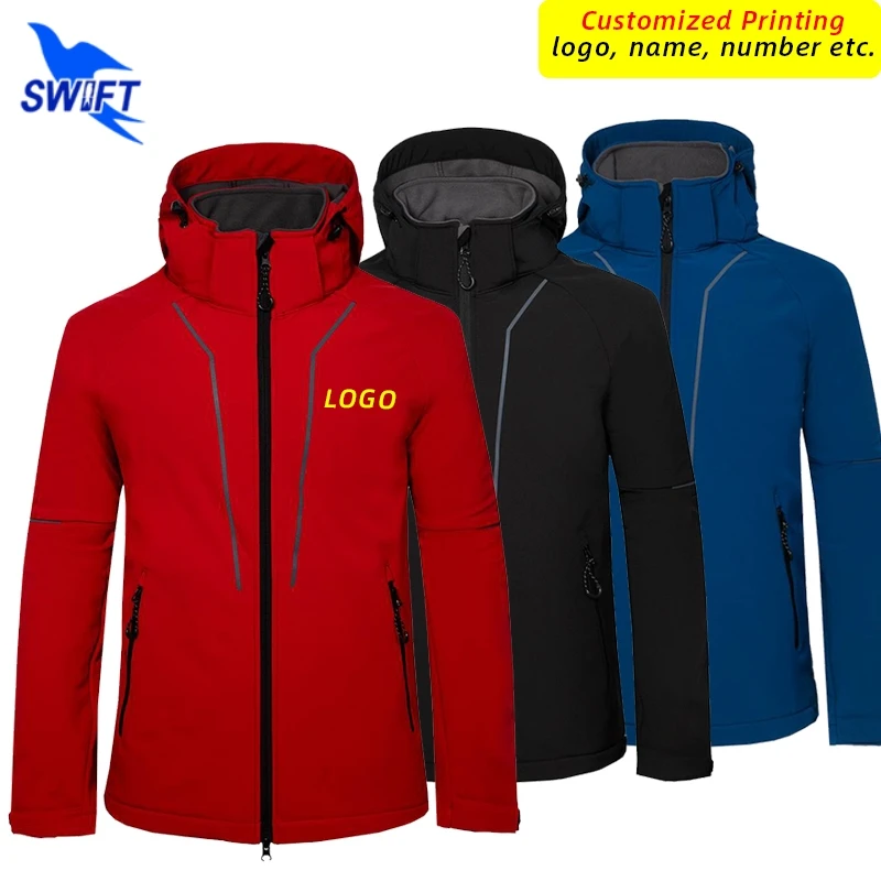 Customize LOGO Hiking Jackets Men Camping Softshell Hoodies Outdoor ...