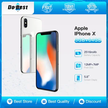 Original iPhone X 4G LTE CellPhone Unlocked 64GB/256GB ROM 5.8" A11 ...