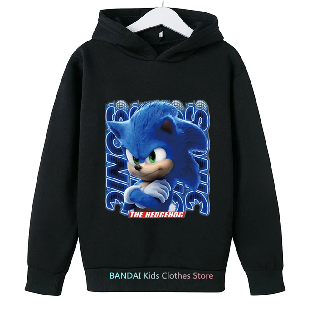 Super Sonic Hoodies Cartoon Sonic Print Pullovers Baby Kids Boys Girls ...