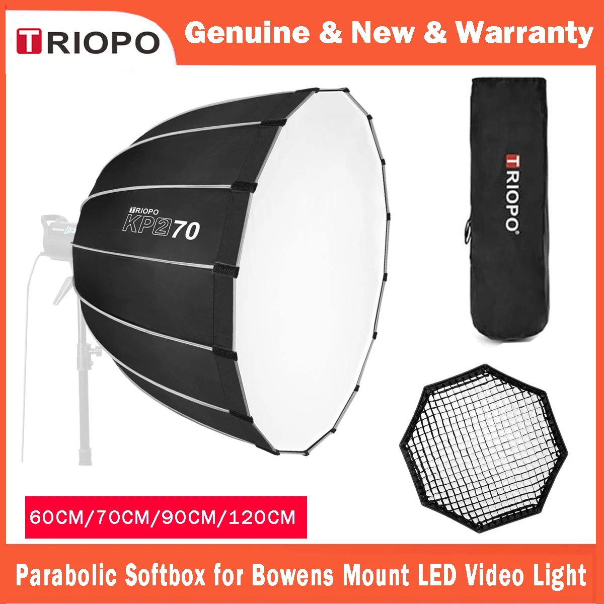 TRIOPO 60cm 70cm 90cm 120cm Parabolic Softbox Bowens Mount for Sokani ...