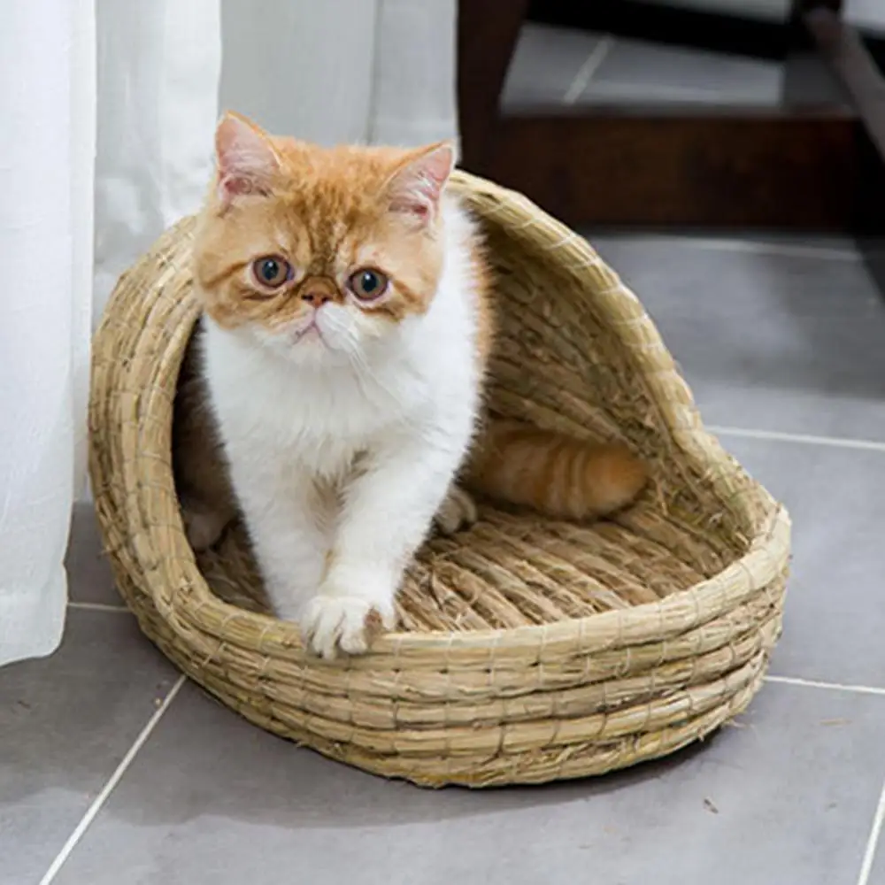 Cat-Bed-Woven-Sleeping-Bed-Cat-Scratch-Rattan-Natural-Grass-Bed-Slipper ...
