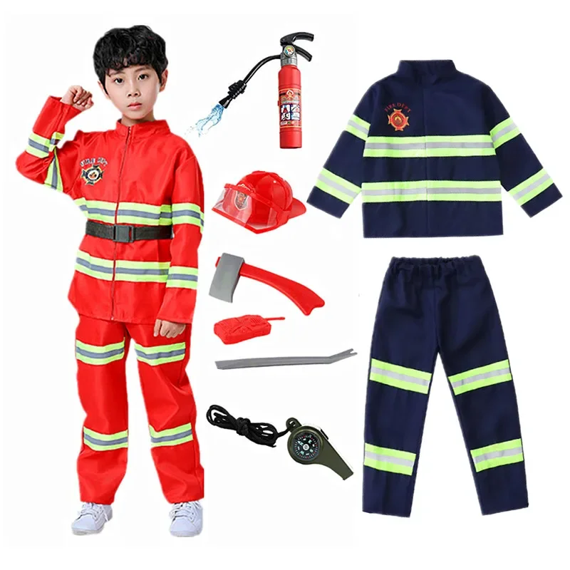 Child-Firefighter-Clothing-Rescue-Work-Clothes-Career-Tools-Uniform ...