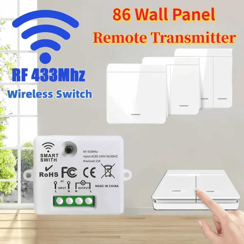 433Mhz Wireless Remote Control Light Switch 110V 220V Mini Relay ...