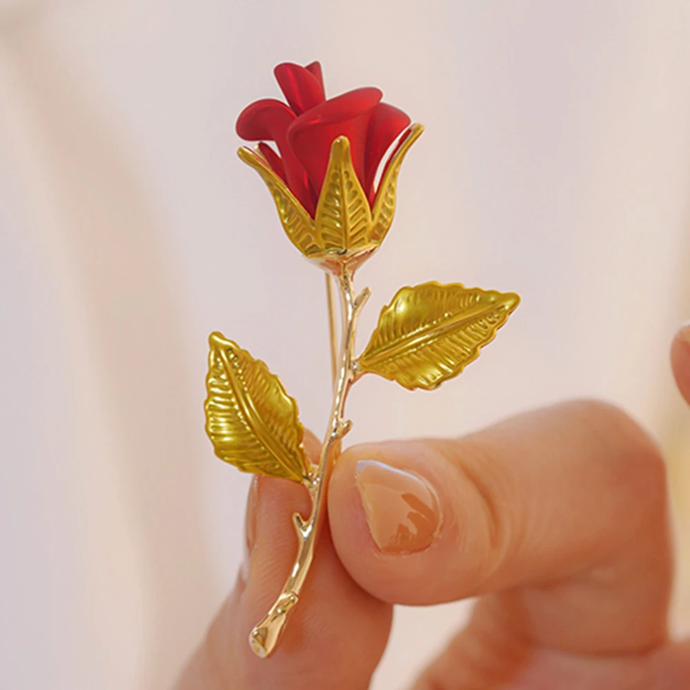New-Red-Rose-Flower-Brooches-for-Women-Elegant-Gold-Color-Tulip-Flower ...