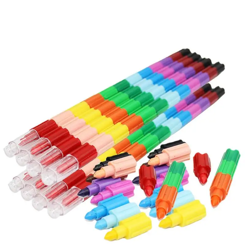 Rainbow-Pencils-Stackable-Crayons-Creative-Rainbow-Colored-Pencils-For ...