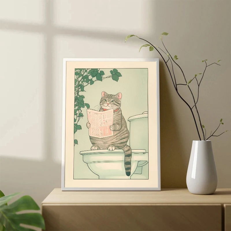 Japanese Tabby Cat Bathtub Canvas Poster – Crafting Corner