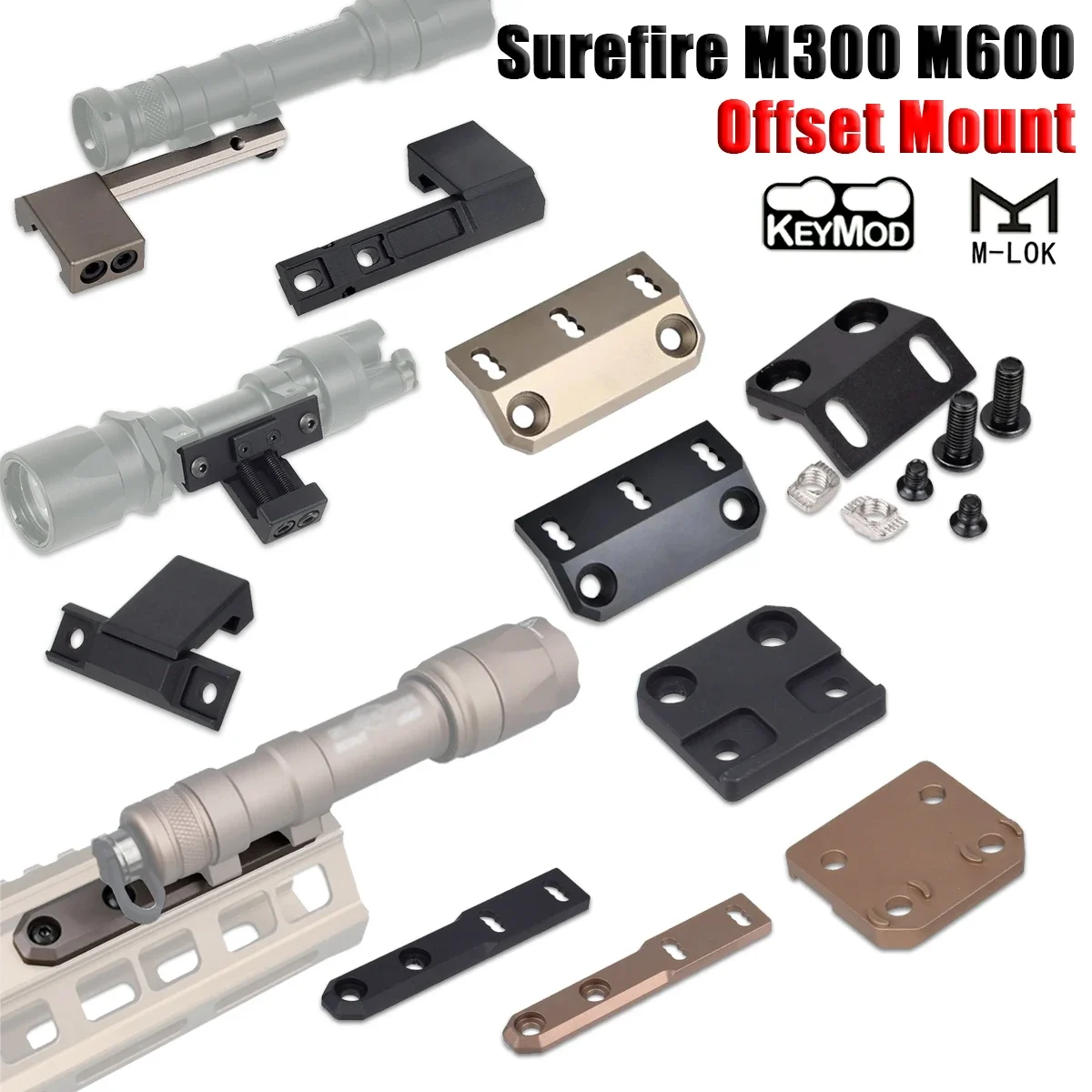Tactical ARIS Series Surefire M300 M600 Offset Scout Mount Fit 20mm ...