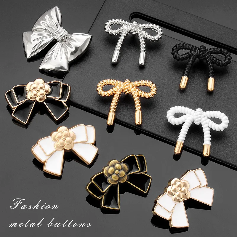 Retro-Bow-knot-Metal-Buttons-Flower-Shank-Button-for-Women-Shirts-Coat ...