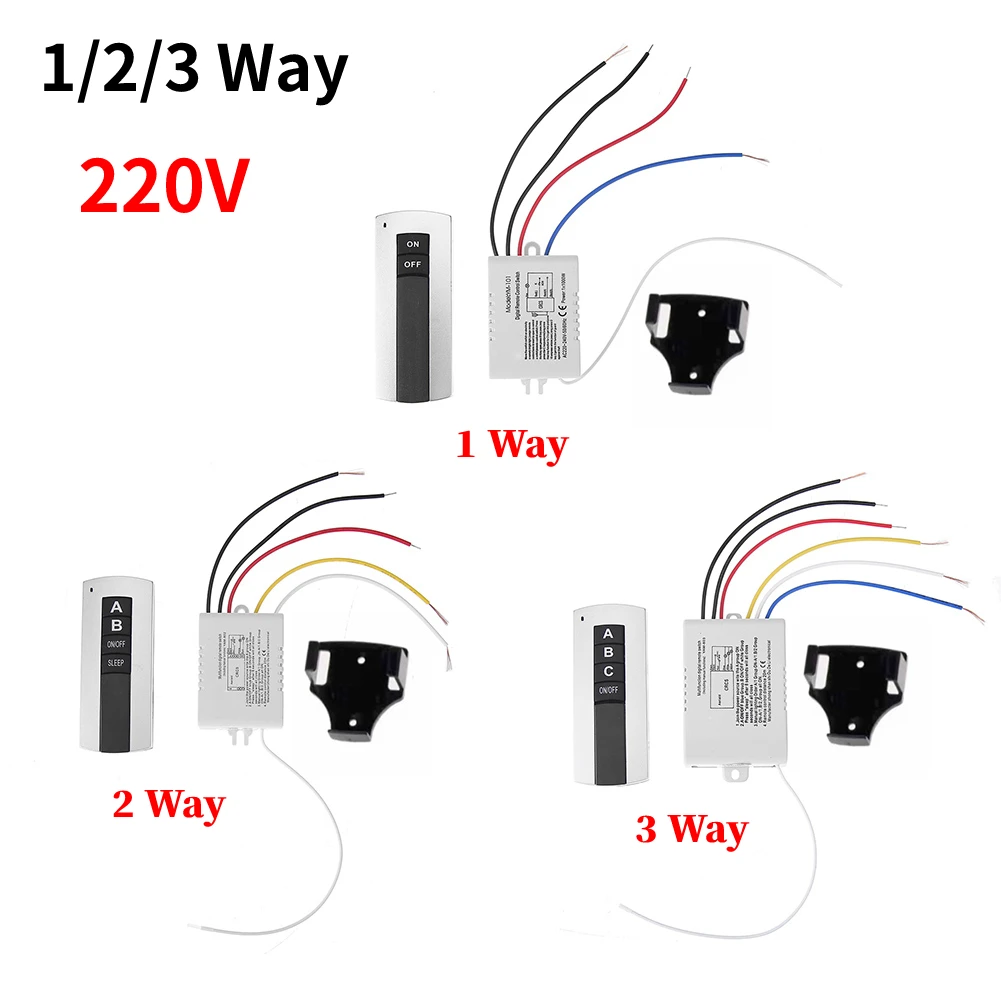 1/2/3 Way ON/OFF 220V Wireless Remote Control Switch Smart Home Lamp ...