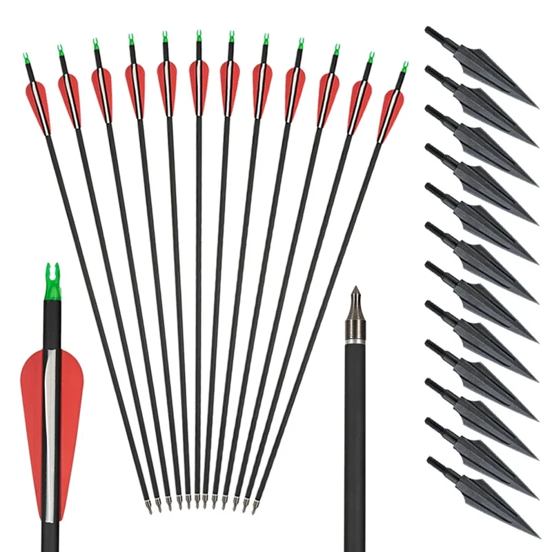 31.5inch Mixed Carbon Arrows Spine 500 ID 6.2mm Archery Arrows Carbon ...