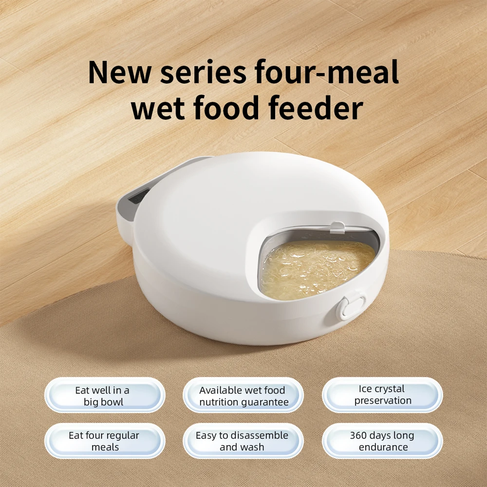4 Meals Freshness Dry Wet Food Automatic Pet Feeder Cat Smart Feeding ...