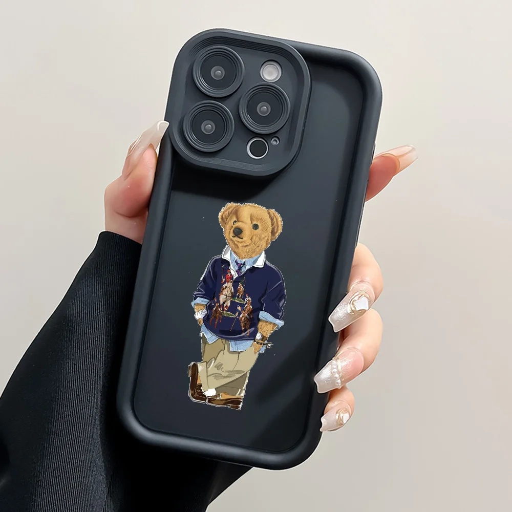 Чехол для телефона с милым медведем-поло для IPhone 16, 15, 14, 13 Pro ...