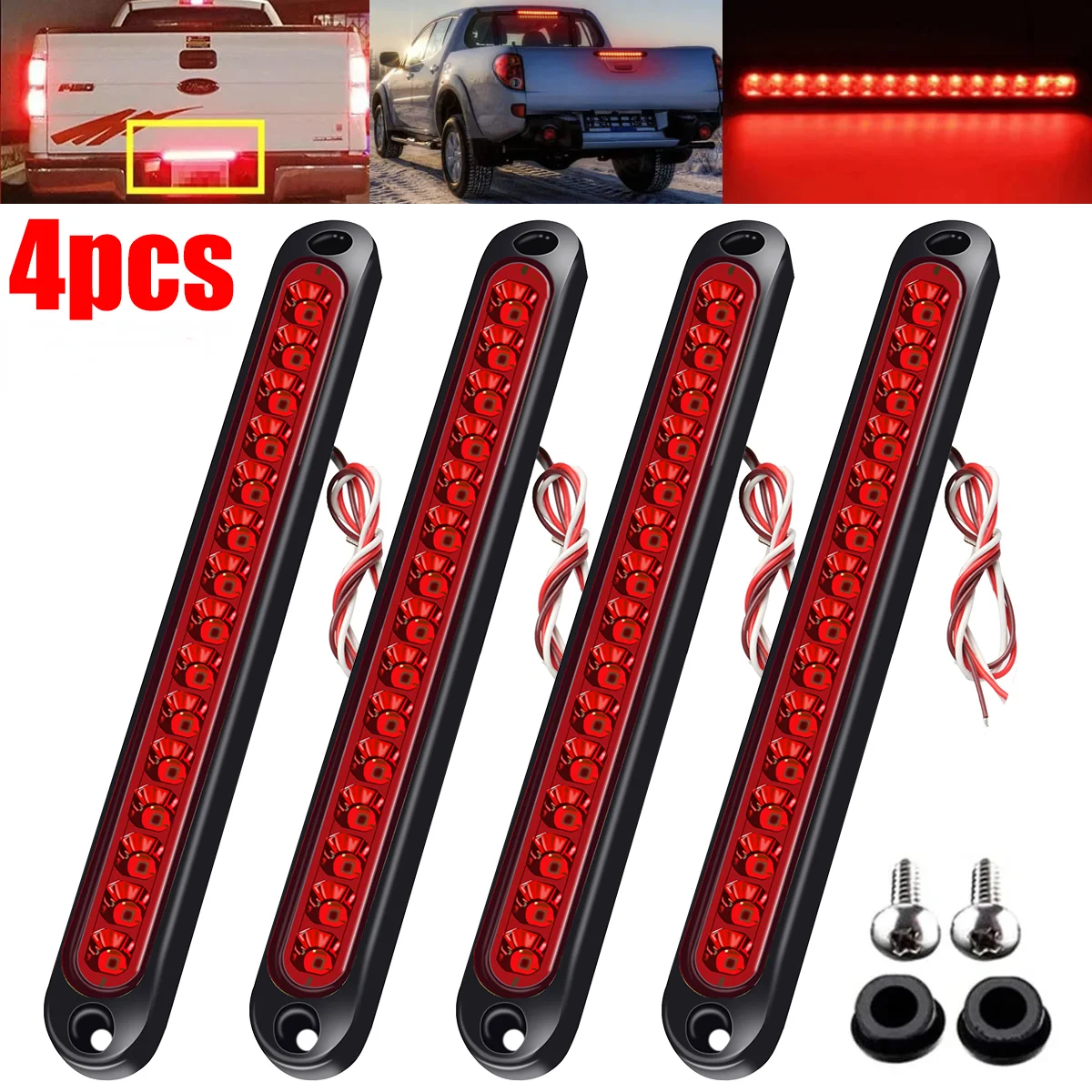 4PCS Trailer Truck Lorry Pickup Universal LED Tail Rear Lamp Turn Stop ...