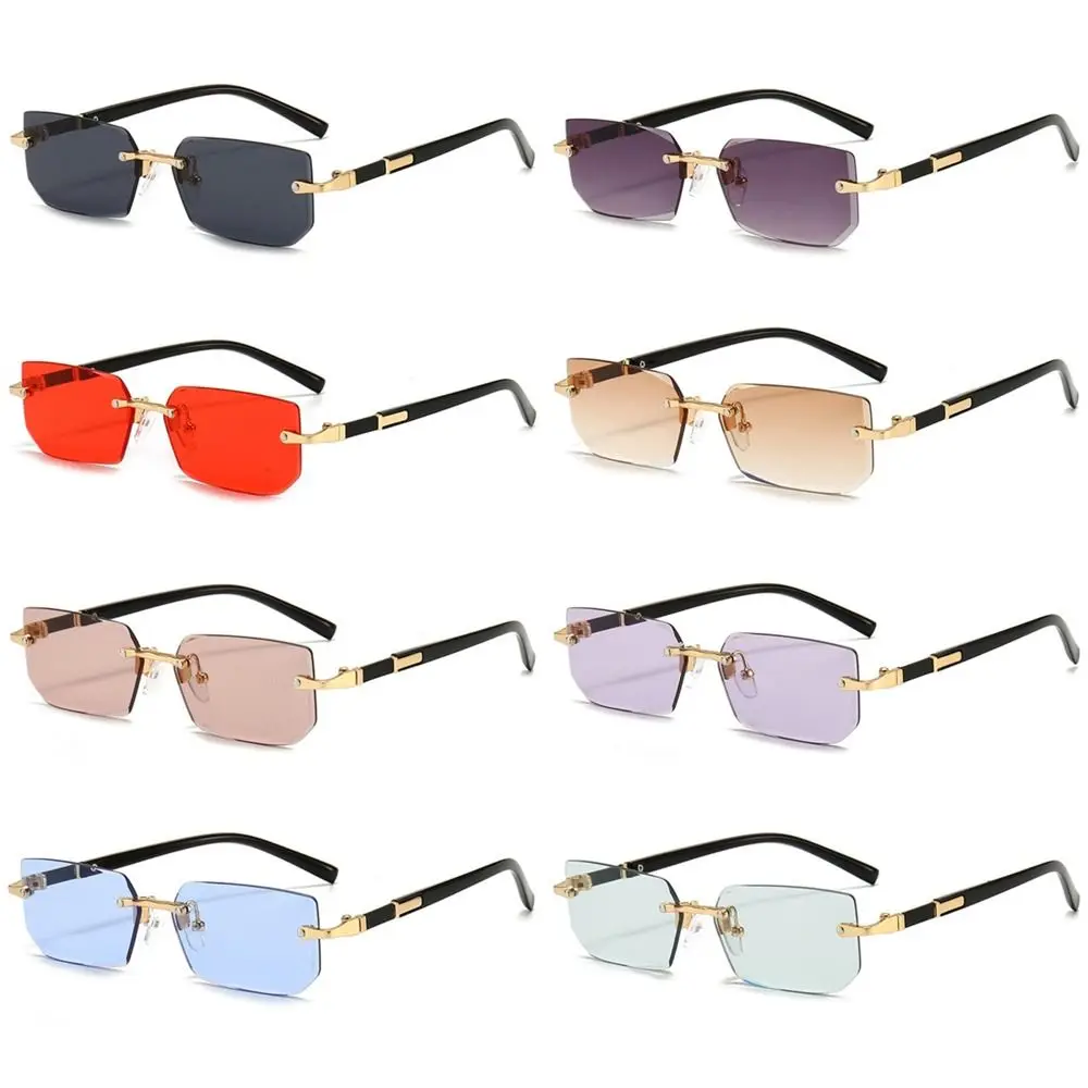 Trendy Rimless Sunglasses for Men Women Fashion Frameless Rectangle Sun ...