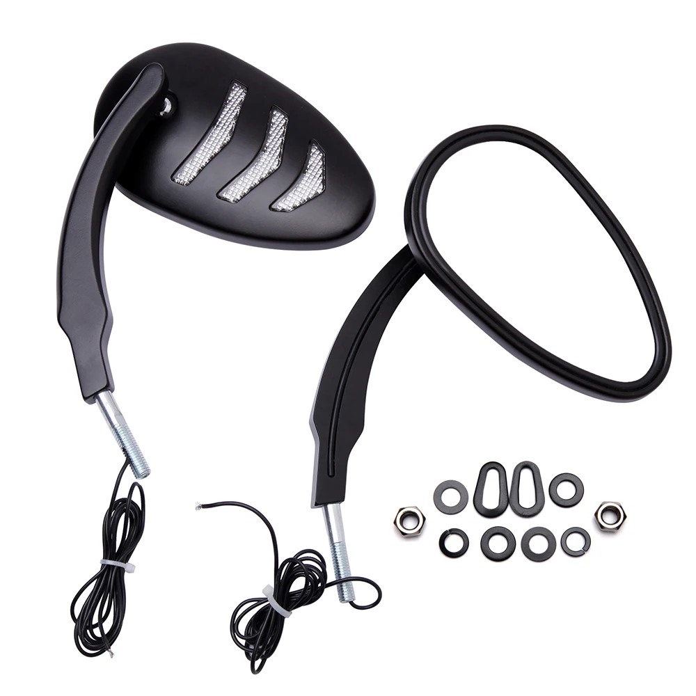 2Pcs Motorcycle Rearview Side Mirrors With Led Turn Signal Light For ...