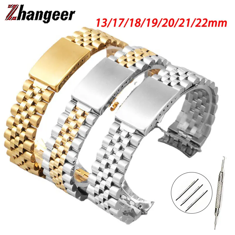 Curved-End-Watch-Band-Stainless-Steel-Wristband-For-Rolex-Seiko-13mm ...