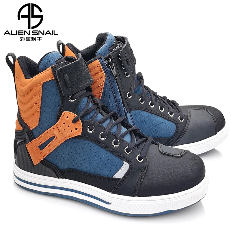 ALIEN SNAIL Waterproof Motorcycle Boots For Men Women Leather Casual ...